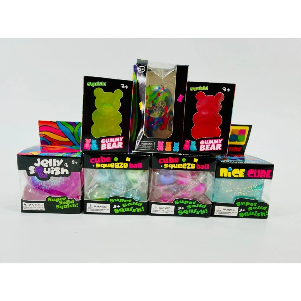 Toys | 7pc Super Solid Squish Sensory Toy Lot Gummy Bear Nice Cube ...